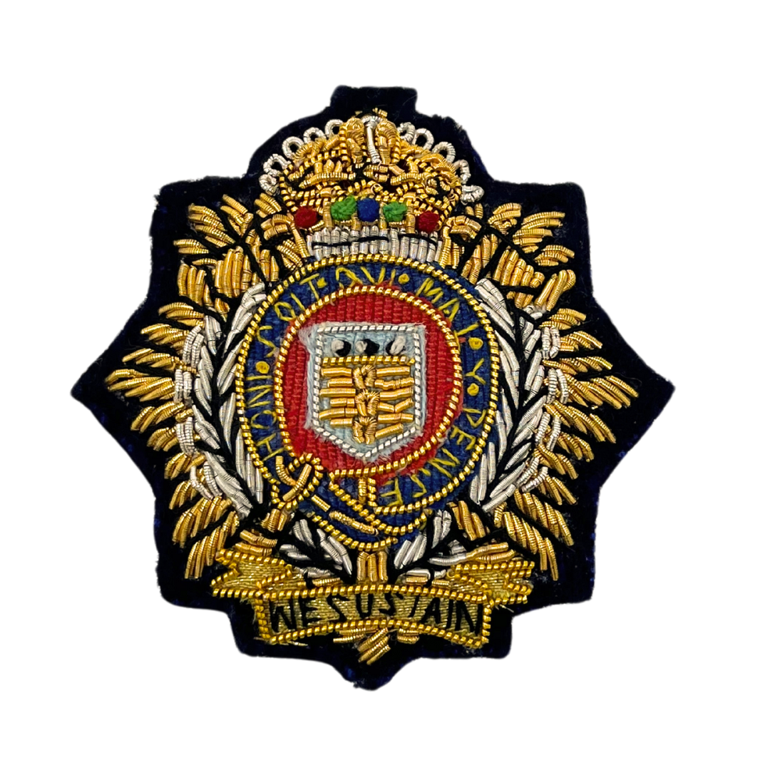 Beret Badge - RLC - B/W on Navy Backing - Tudor Crown – Military.Direct