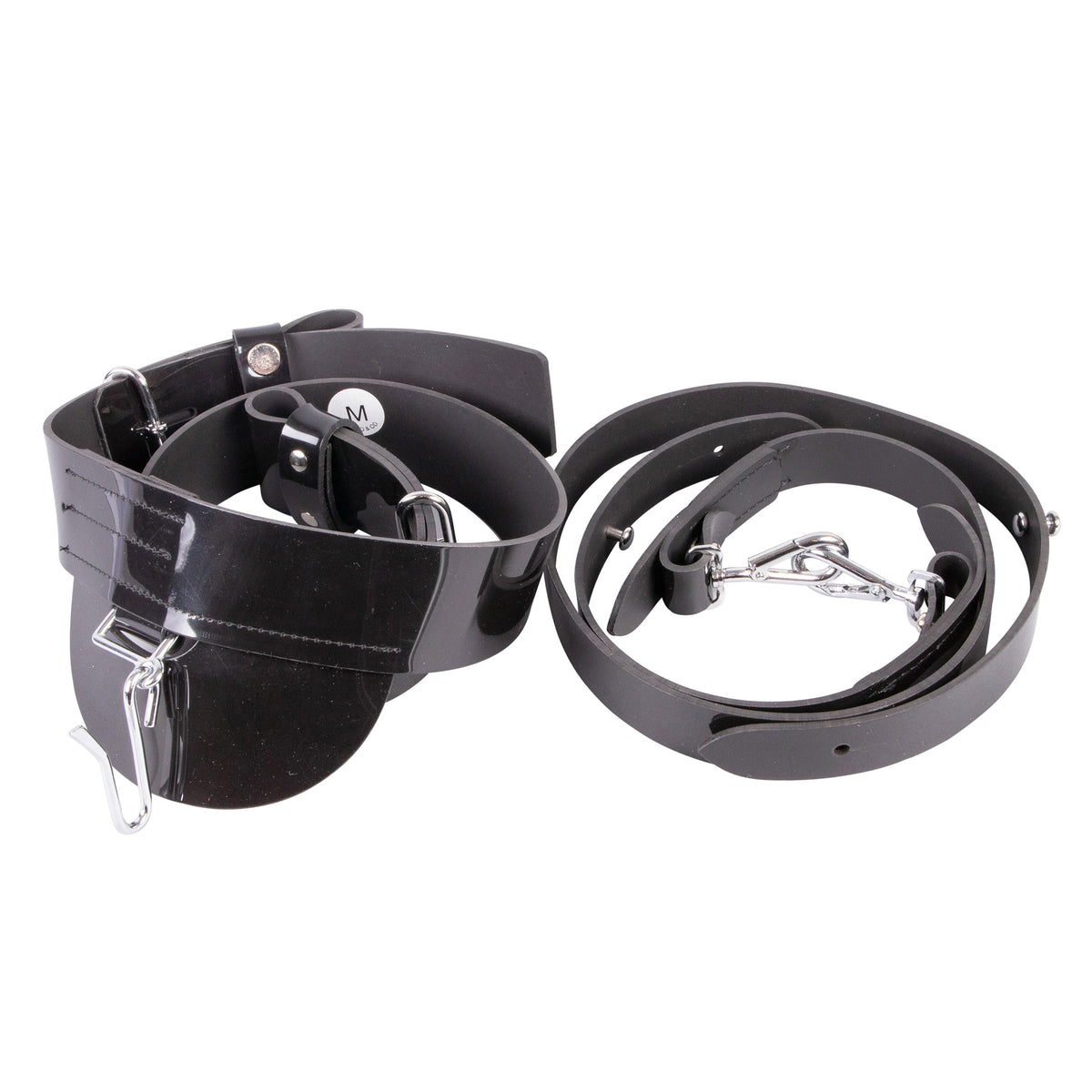 Black Gloss PVC, Ceremonial Sword Belt, 45mm width (1 3/4) with Chrome ...